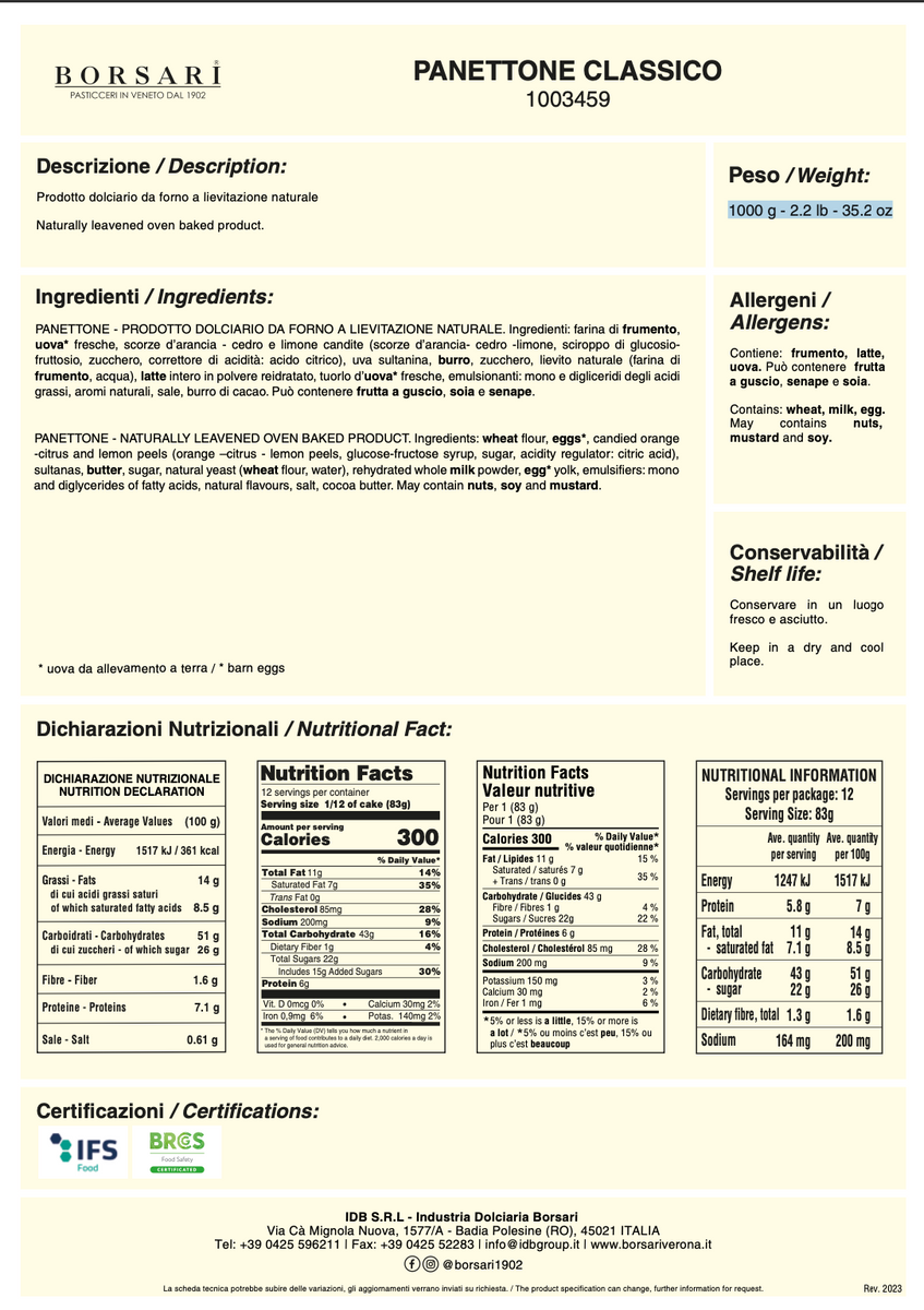 Shop | Traditional Panettone 72 Hours Borsari | Buy Tita italian- Tita ...