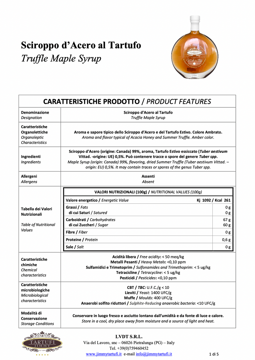 Buy | Maple Syrup with Summer Truffles | Shop Tita Italian- Tita Italian